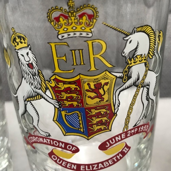 Dining | 4 Vintage Queen Elizabeth Ii Coronation Glasses Royal Coat Of ...